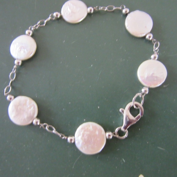 Jewelry | Round Pearl Sterling Silver Clasp Bracelet 675 In | Poshmark